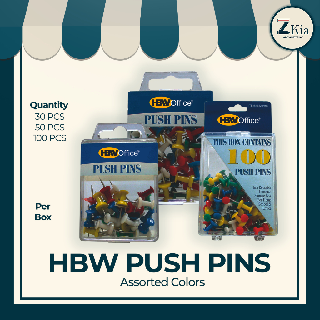 HBWOffice Push Pins ( 30s,50s,100s) | Shopee Philippines