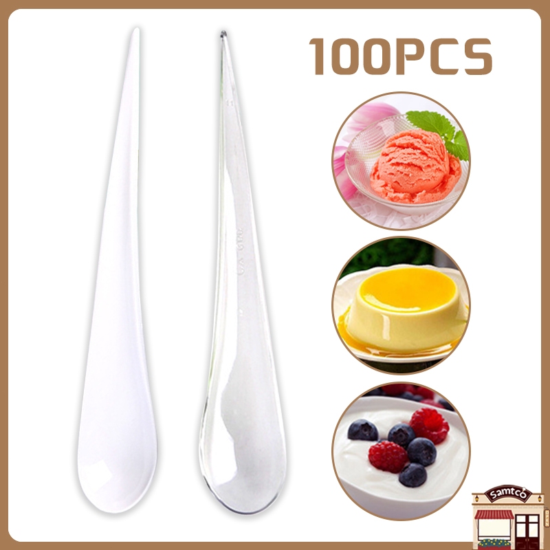 100pcs Disposable Tasting Spoon food-graded Stirring Spoon Drop Shape ...