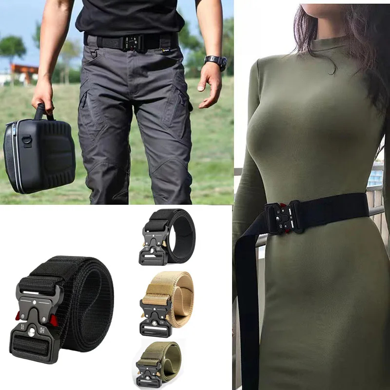 Tactical Belts Men's Outdoor Work Heavy Duty Webbing Nylon Belt ...