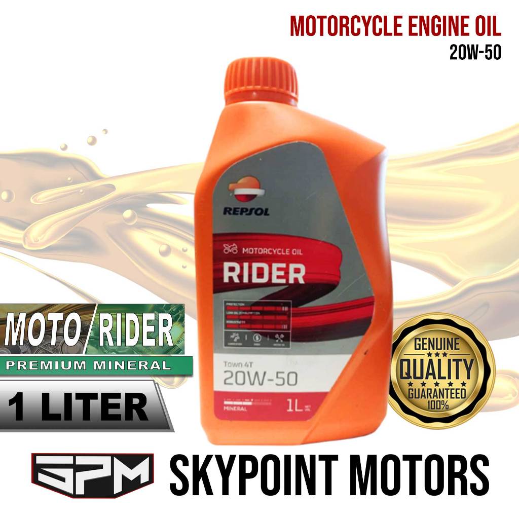 REPSOL MOTO RIDER 20W-50 - Premium Mineral - 4T - Engine Oil - 1L ...
