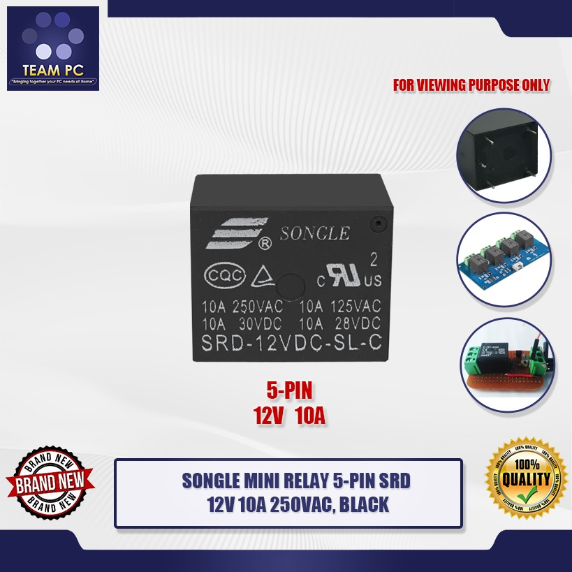 SONGLE MINI RELAY 5-PIN SRD 12V 10A 250VAC, BLACK | Shopee Philippines