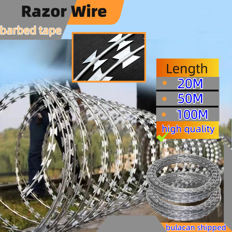 Garden wire fence blade Galvanized wire stretched with barbed wire coil ...