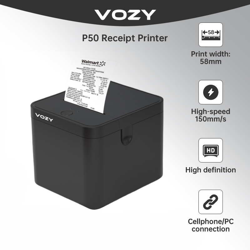 VOZY P50 58mm Thermal Receipt Printer Bluetooth USB Thermal Printer For ...