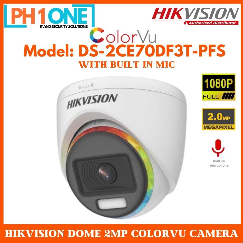 HIKVISION DOME COLORVU 2MP CAMERA WITH AUDIO DS-2CE70DF3T-PFS | Shopee ...