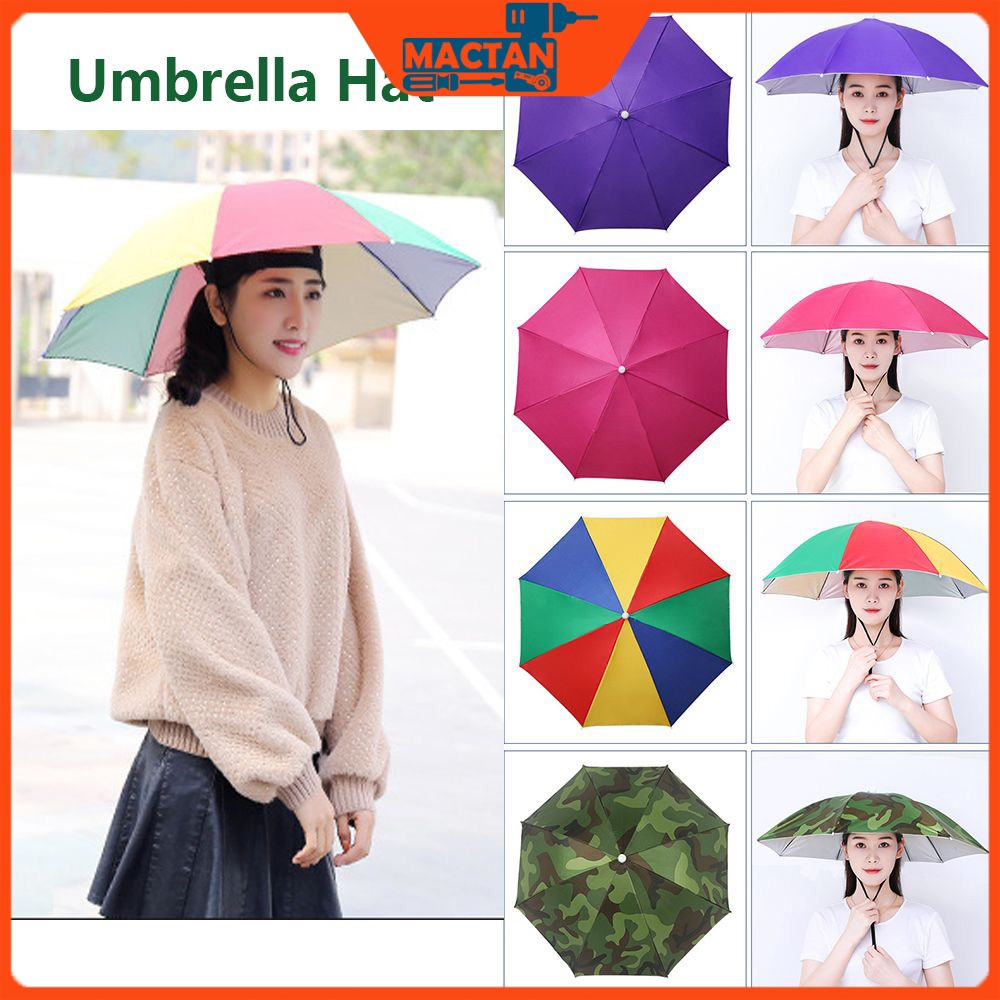 55CM/77CM Umbrella Hat head umbrella for adults Foldable Golf Fishing ...