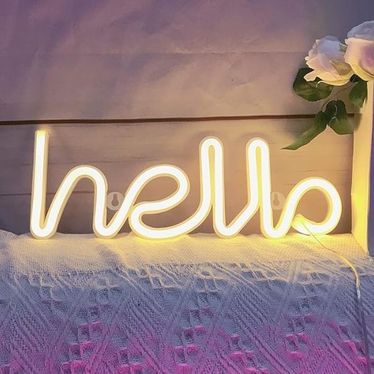 Neon Lights HELLO Signage Wall Decor for Bar Night Club USB Signage Art ...