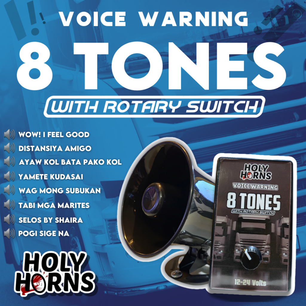 Backhorn ⭐8 TONES HORN with ROTARY SWITCH⭐ VOICE WARNING FOR TRUCKS 12 ...