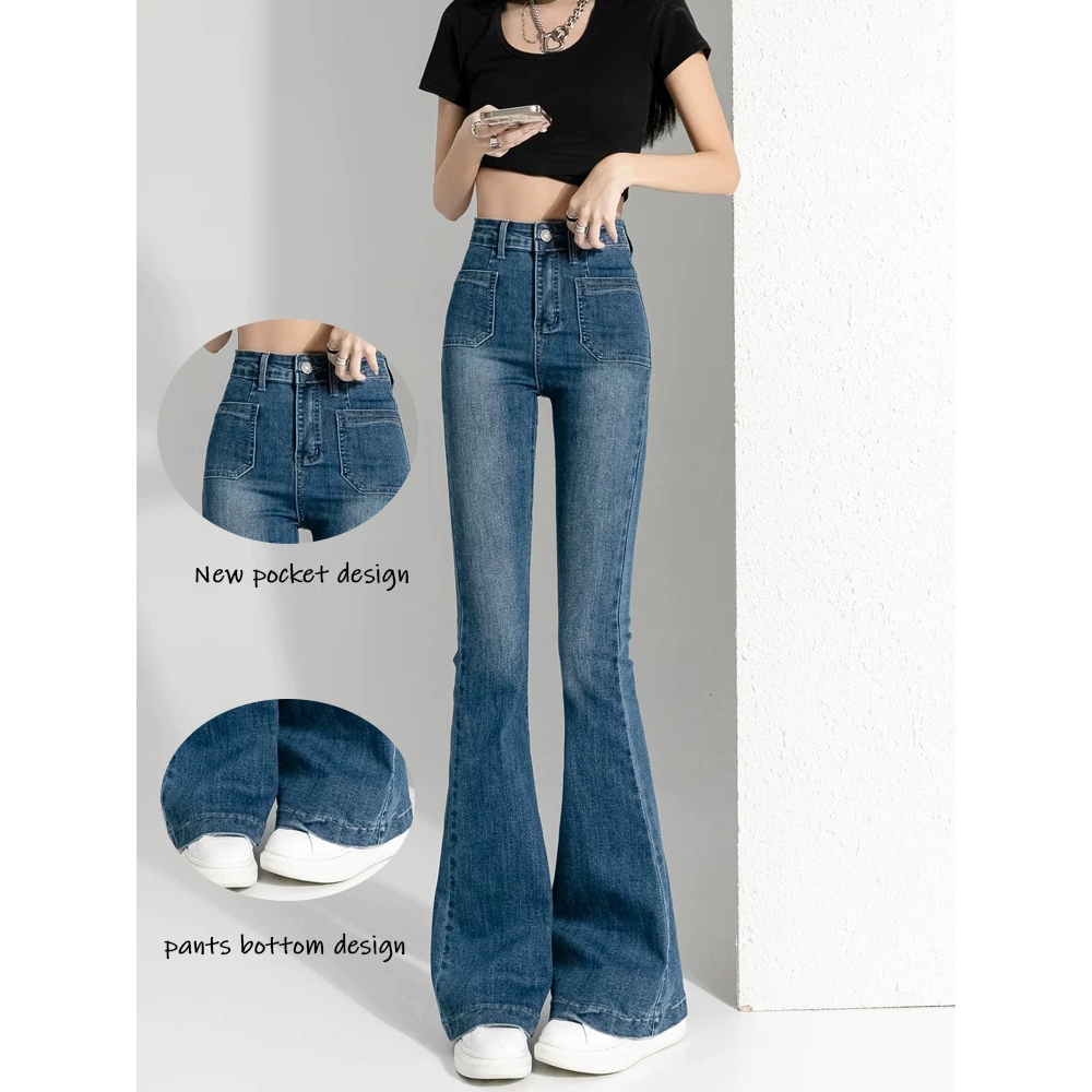 Flared Pants for Women High Waist Retro Slim Fit Wide Leg Micro Flare ...