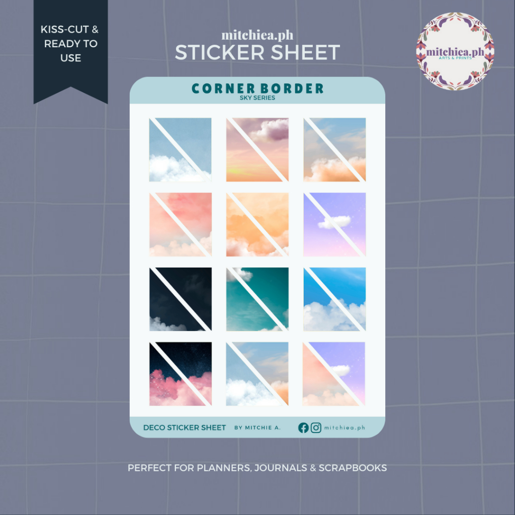 Sky Series Corner Border Sticker Sheet | Mitchiea PH | Shopee Philippines