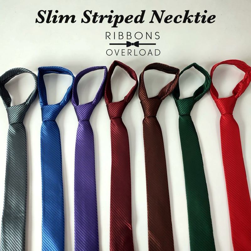 Slim Striped Neckties (skinny necktie) | Shopee Philippines