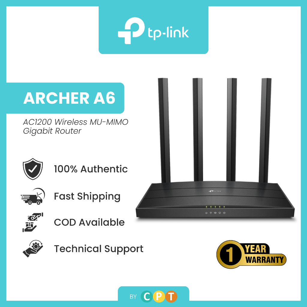 TP-Link Archer A6 AC1200 Wireless MU-MIMO Gigabit Router Version 4 ...