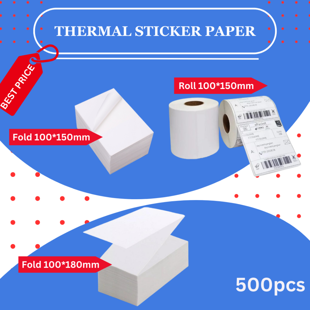 THERMAL/WAYBILL STICKER PAPER (100*150mm Fold), (100*150mm Roll), (100 ...