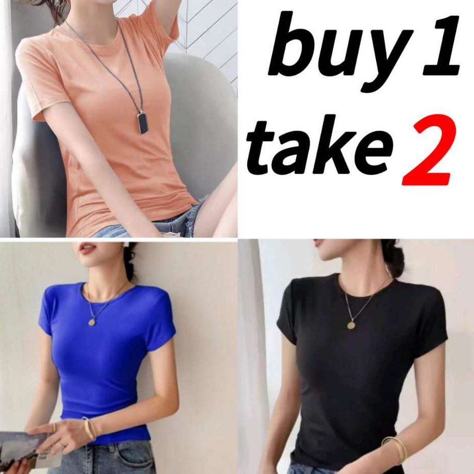 lining tops Buy 1 take 2(3 pieces in total)Double Lining Full length Summer basic top double ...