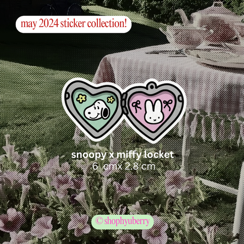 Miffy x Snoopy Locket Holo Sticker by shophyuberry | Couple, friendship ...