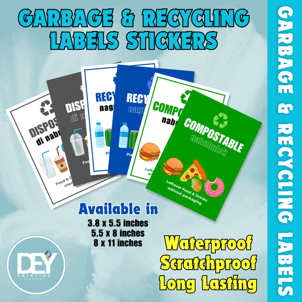 DEY | Garbage Waste Segregation Signage Biodegradable Recycling Labels ...