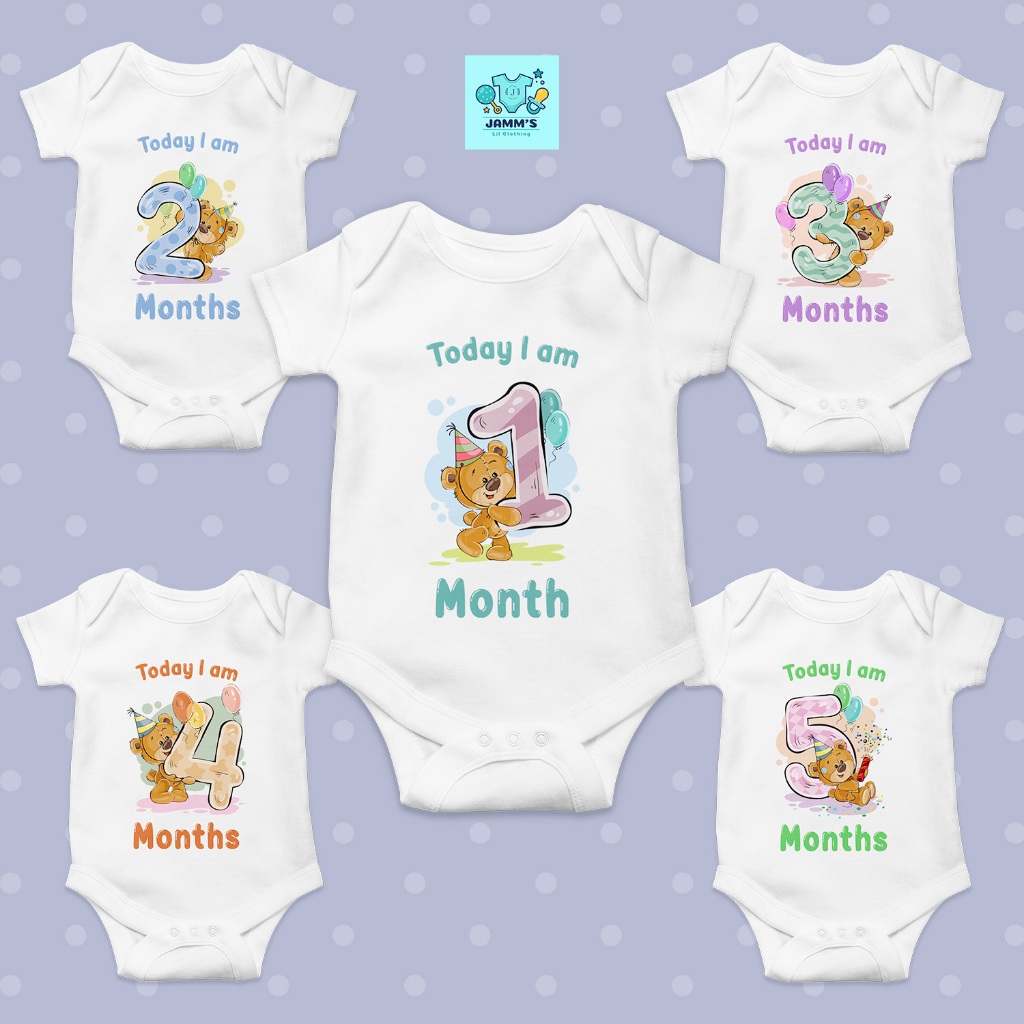 Cute Bear Baby monthly milestone outfit Baby boy outfit baby girl ...