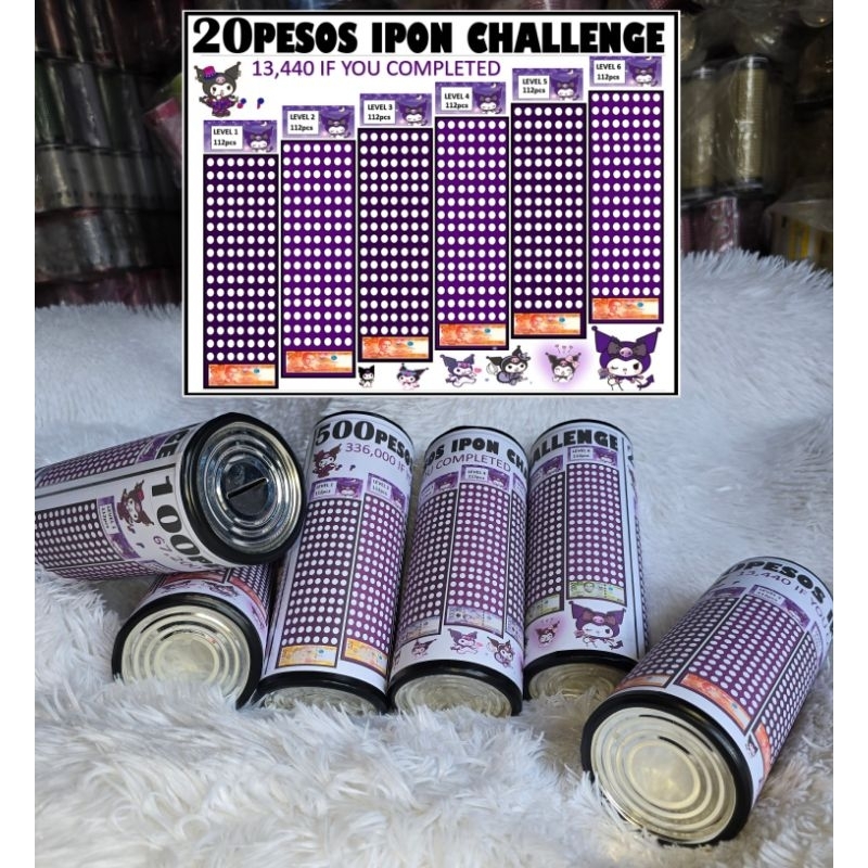 kuromi alkansya ipon challenge 9inches 20 50 100 200 500 1,000 ...