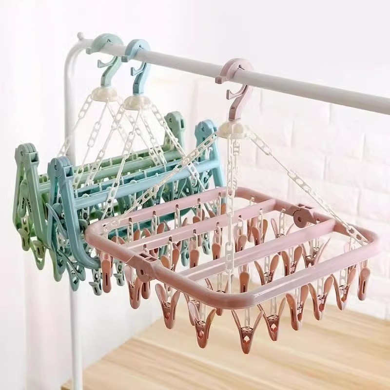 48 clip folding Plastic hanger clip drying Baby hanger Windproof Hook ...