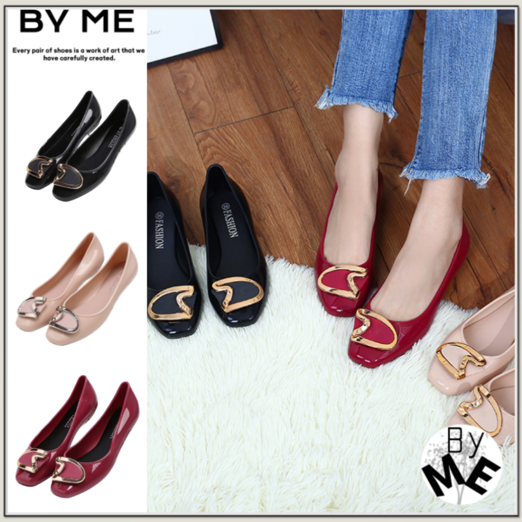BY'ME Jelly Women's Doll Shoes Single Shoes Summer Shallow Fresh Square ...