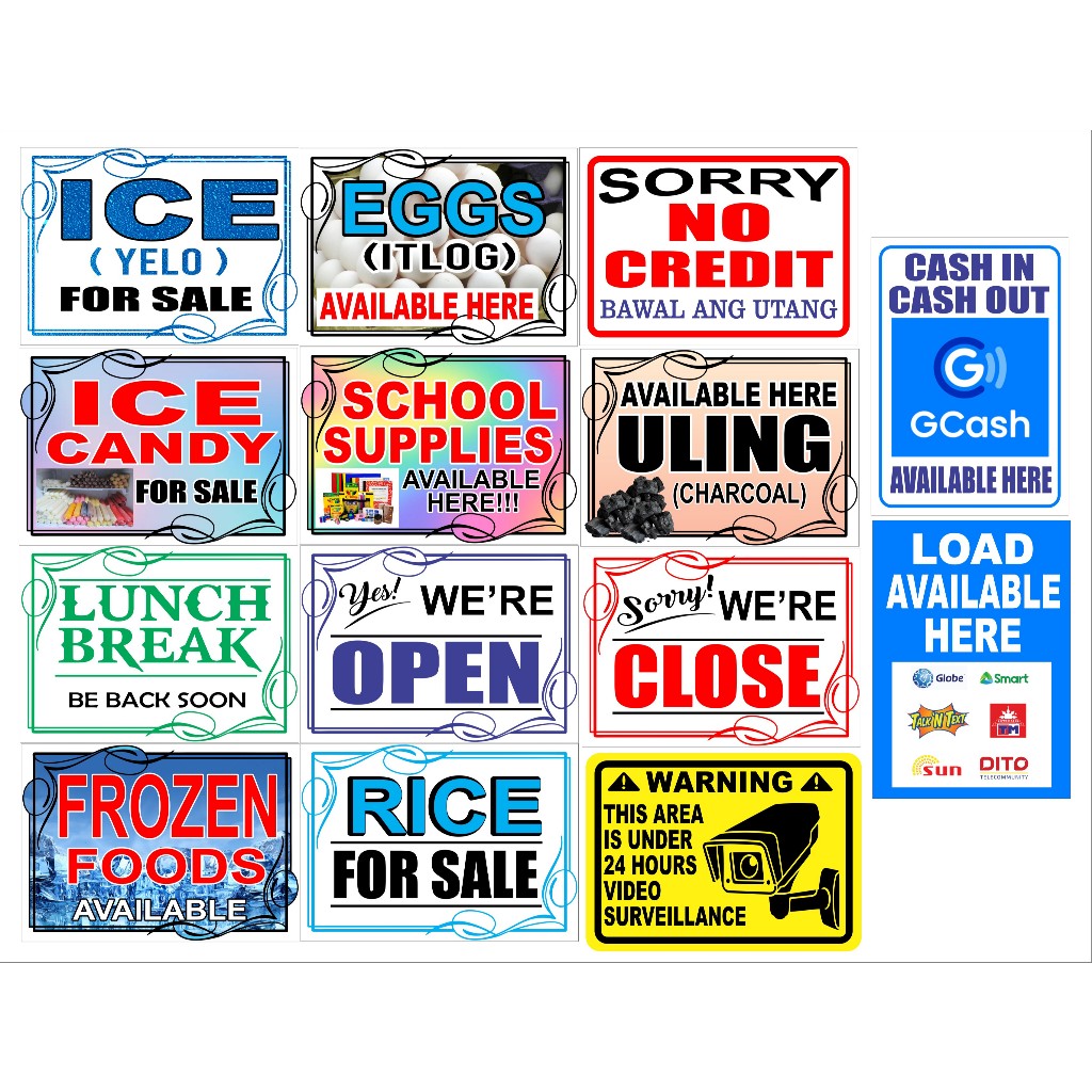 Signage for sari sari store, Groceries signage, laminated sign a4 size ...