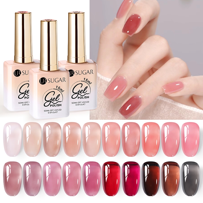 UR SUGAR Jelly Color Gel Polish 15ml Nail Colorful Long Lasting Soak ...