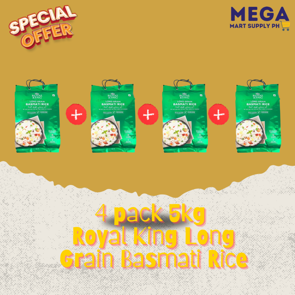 MegaMart Supply PH, 4 Pack 5kg Royal King Long Grain Basmati Rice ...