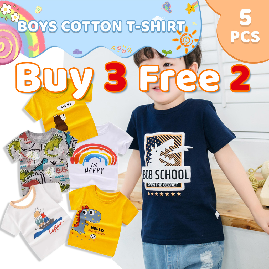 Buy3 Take2! CICI Baby Boy Cotton T Shirts 5pc Blouse Pajama Shirt Kids ...