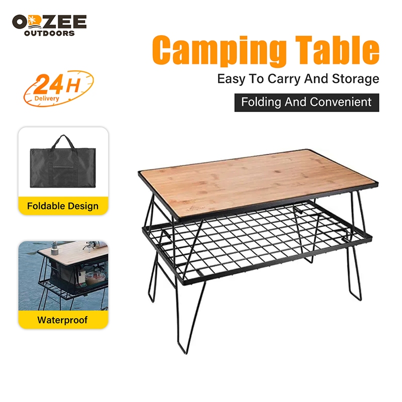 Steel Mesh Camping Rack Table Foldable Portable Stacking Storage Rack ...