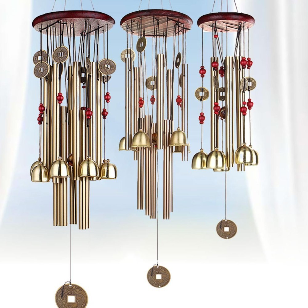 Bronze Big Metal Bells Wind Chime Feng Shui Home Garden Hanging ...