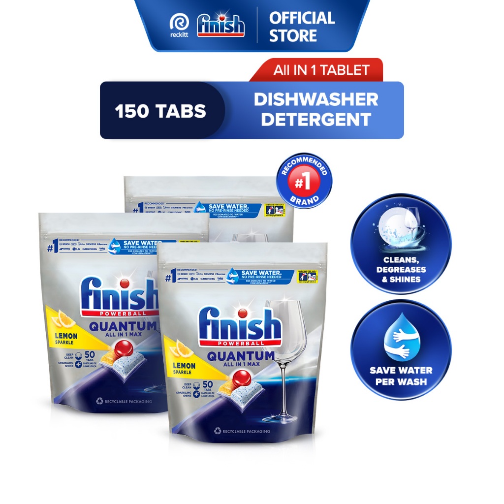 Finish Dishwasher Detergent Tablet All In One Quantum 150 tabs | Shopee ...