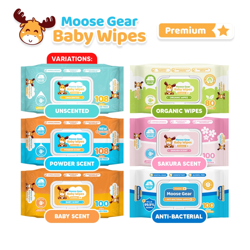 Moose Gear Baby Wipes Premium 6PACKS (648s,600s,480s) BIG PACK Vitamin ...