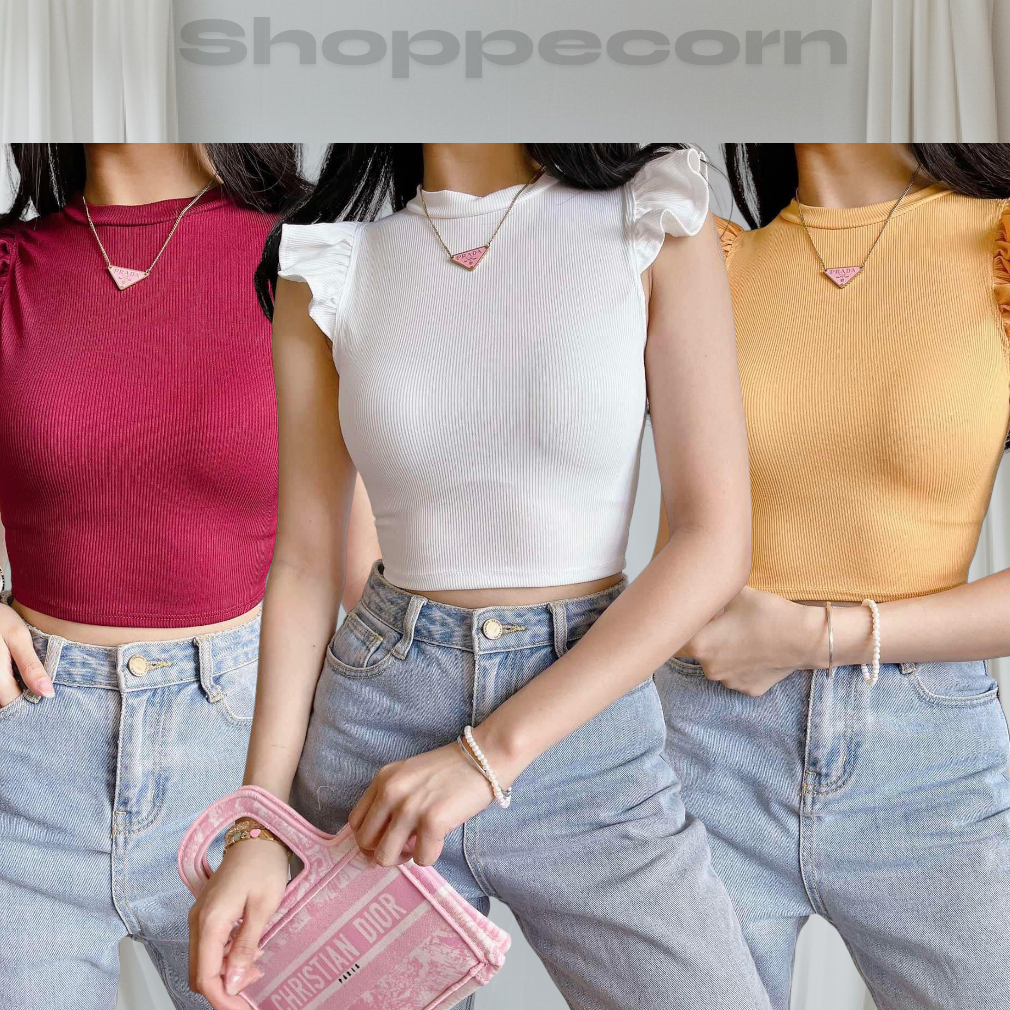Shoppecorn | Bubble Roundneck Raffle Sleeve Knitted Top | Women's ...