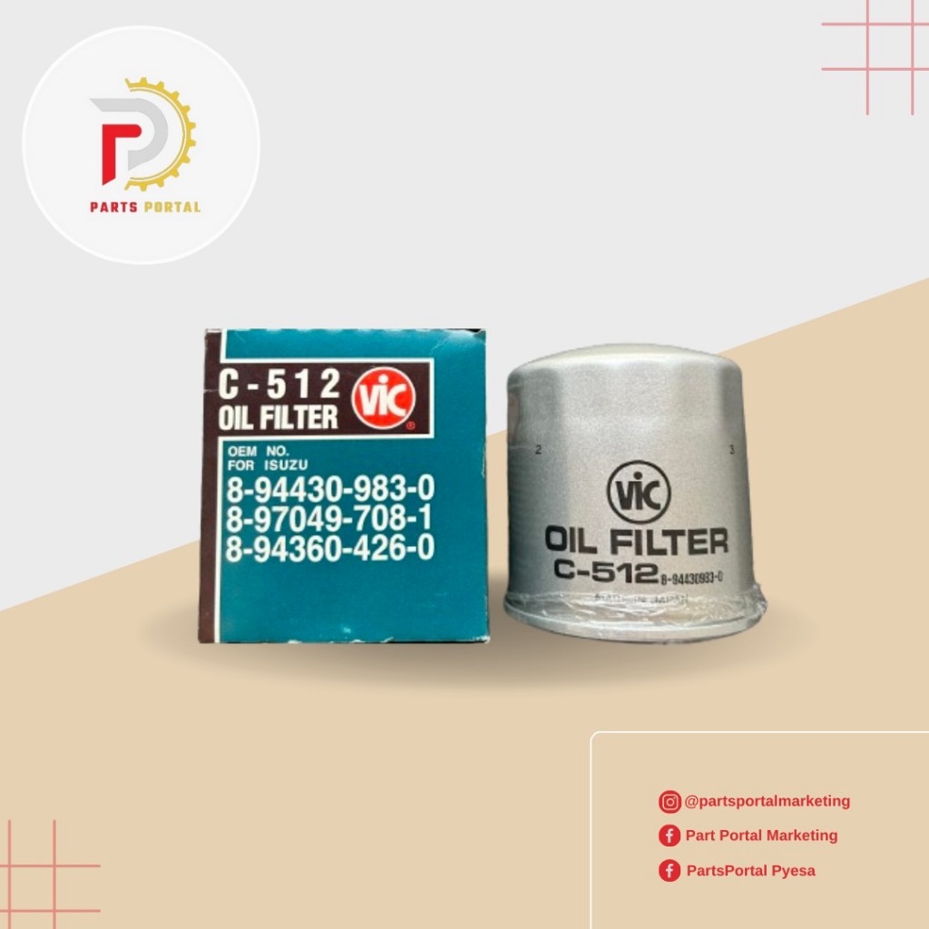 VIC Oil Filter C-512 for Isuzu Crosswind MT / Fuego / XUV / Hi-Lander ...