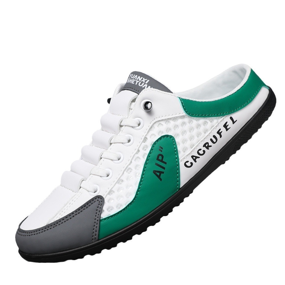 Men's Lazy Half Slippers Mesh Breathable Non Slip Flat Shoes Men's ...