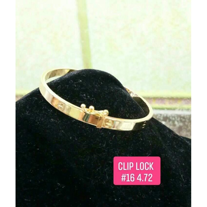 18k saudi gold bangle clip lock 16-18cm slim | Shopee Philippines