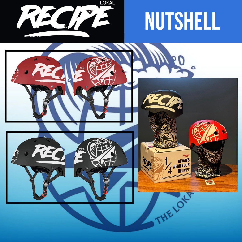 THE LOKAL RECIPE BLACK RED NUTSHELL HELMET | Shopee Philippines