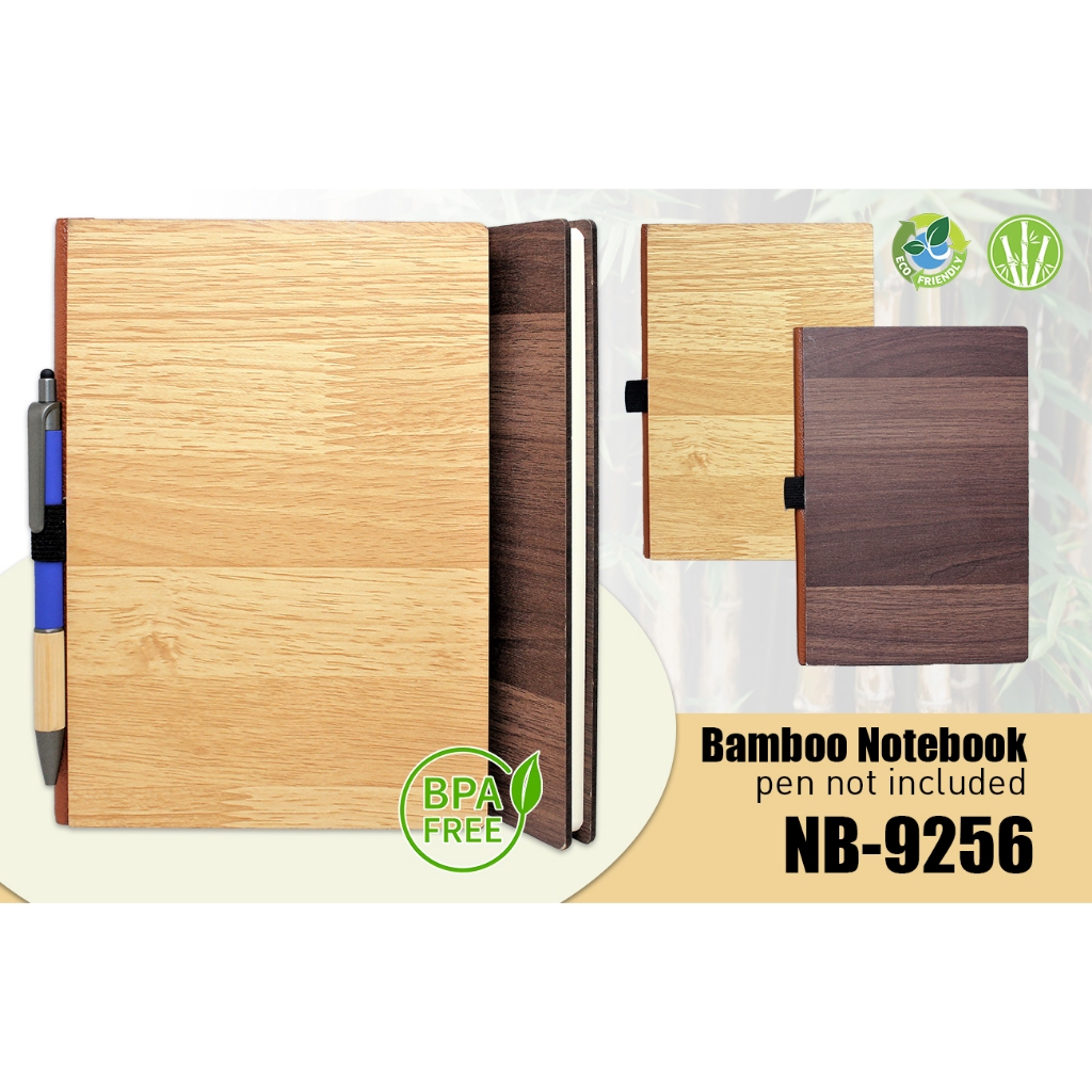 NB-9256 - Bamboo Wood Notebook with Garter Strap & Penholder (NO PEN ...
