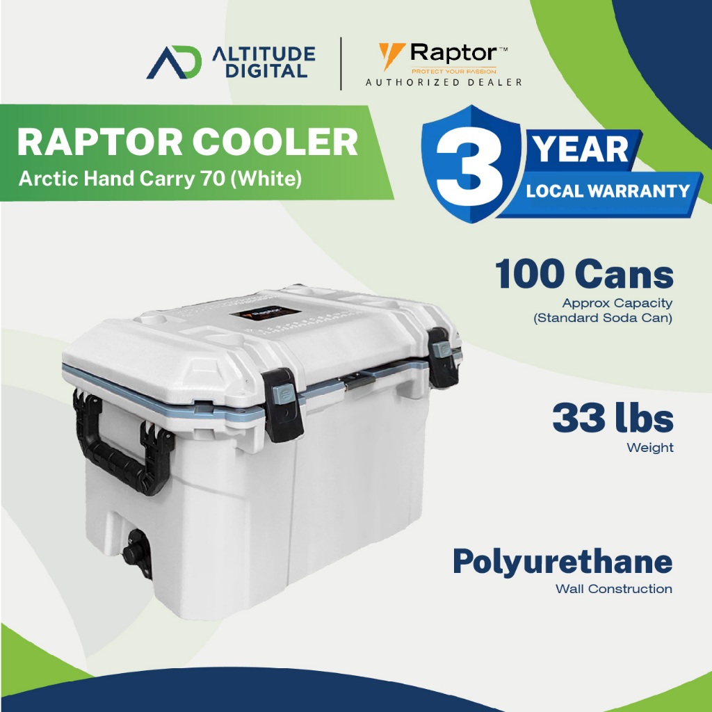 Raptor Cooler Arctic Hand Carry 70 Camping Ice and Water Coolers Box ...