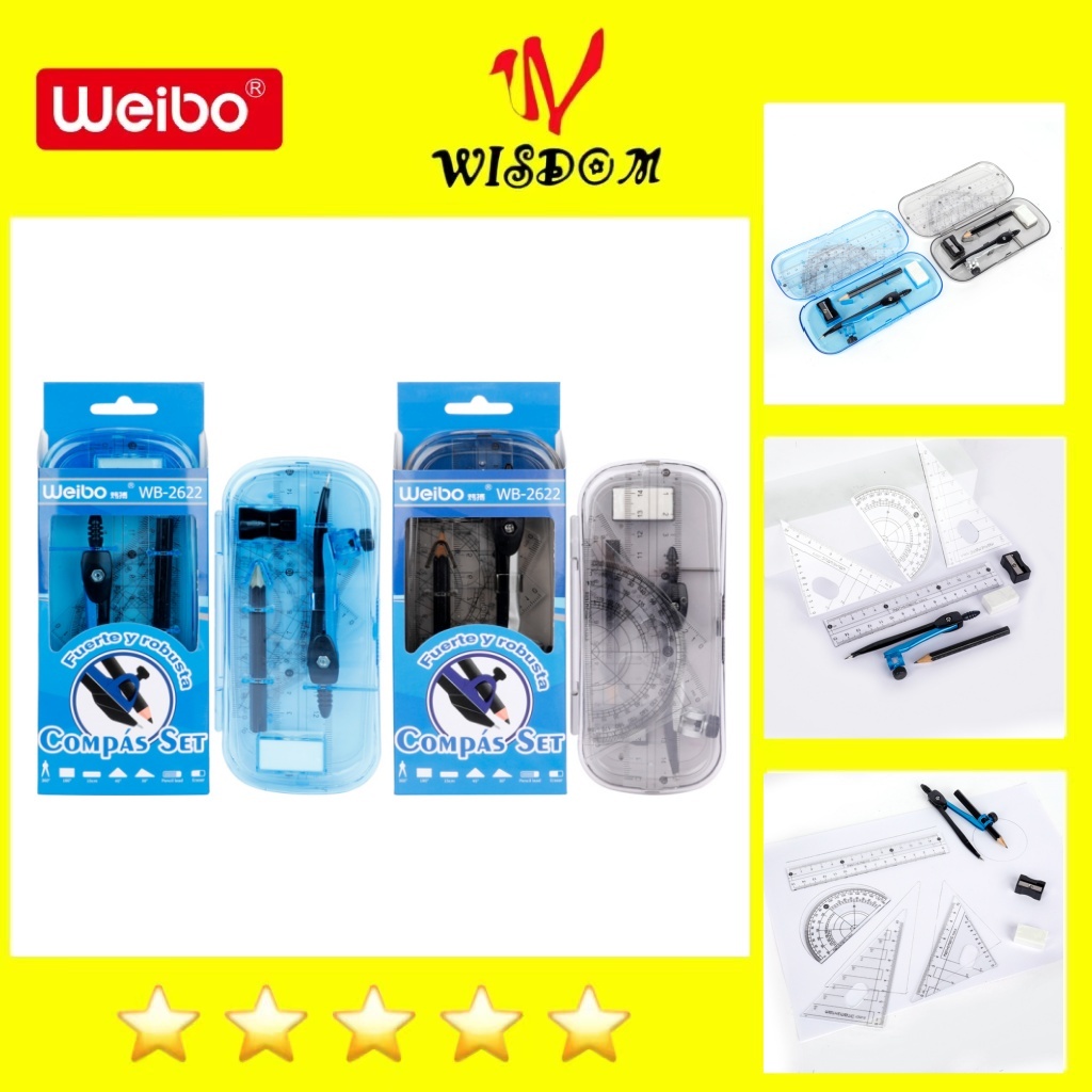 WISDOM WEIBO WB-2622 HIGH QUALITY COMPASSES & RULER SET | Shopee ...