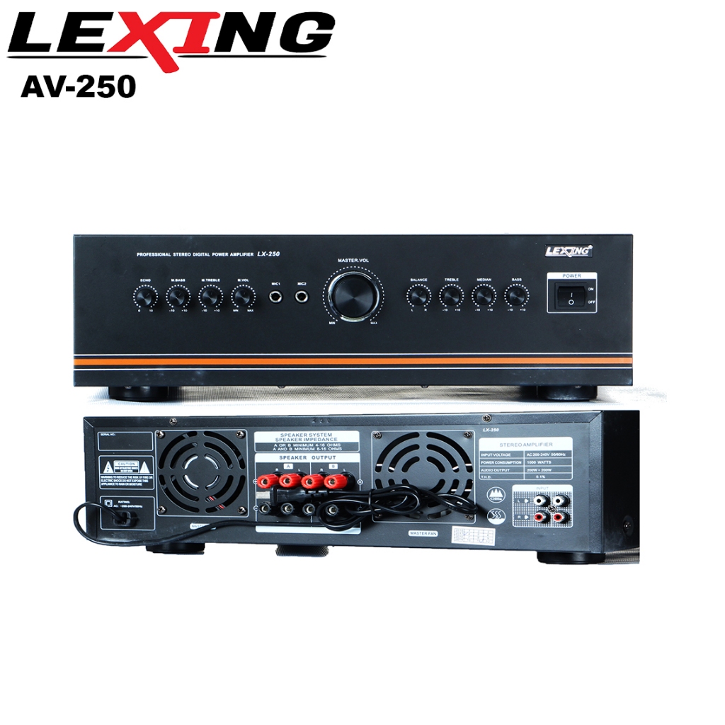 Lexing AV-250 Karaoke Amplifier with Bass, Middle, and Treble Controls ...