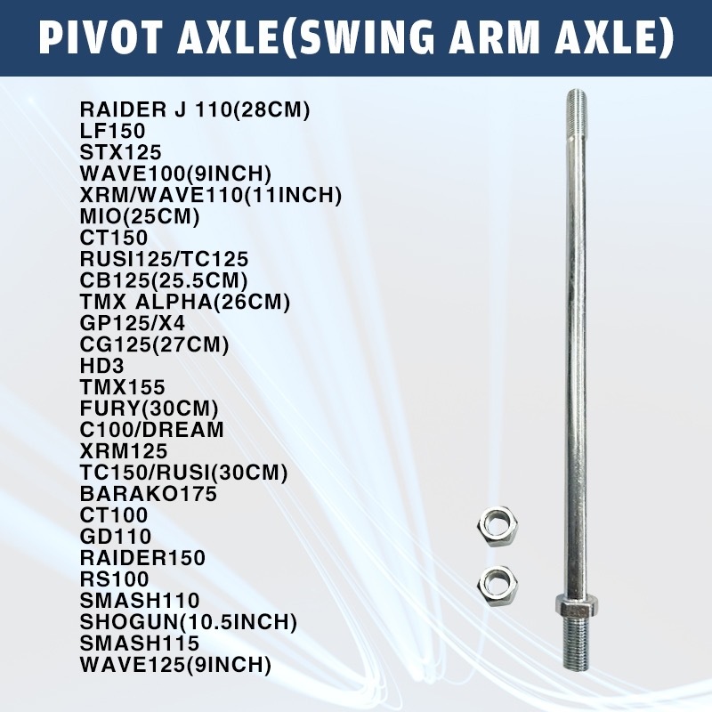 PIVOT AXLE (SWING ARM AXLE）Swing Arm Axle (Pivot Shaft) for Barako ...