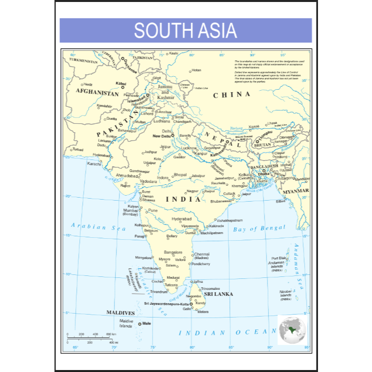 South Asia Map Waterproof A4 Laminated Chart | Shopee Philippines