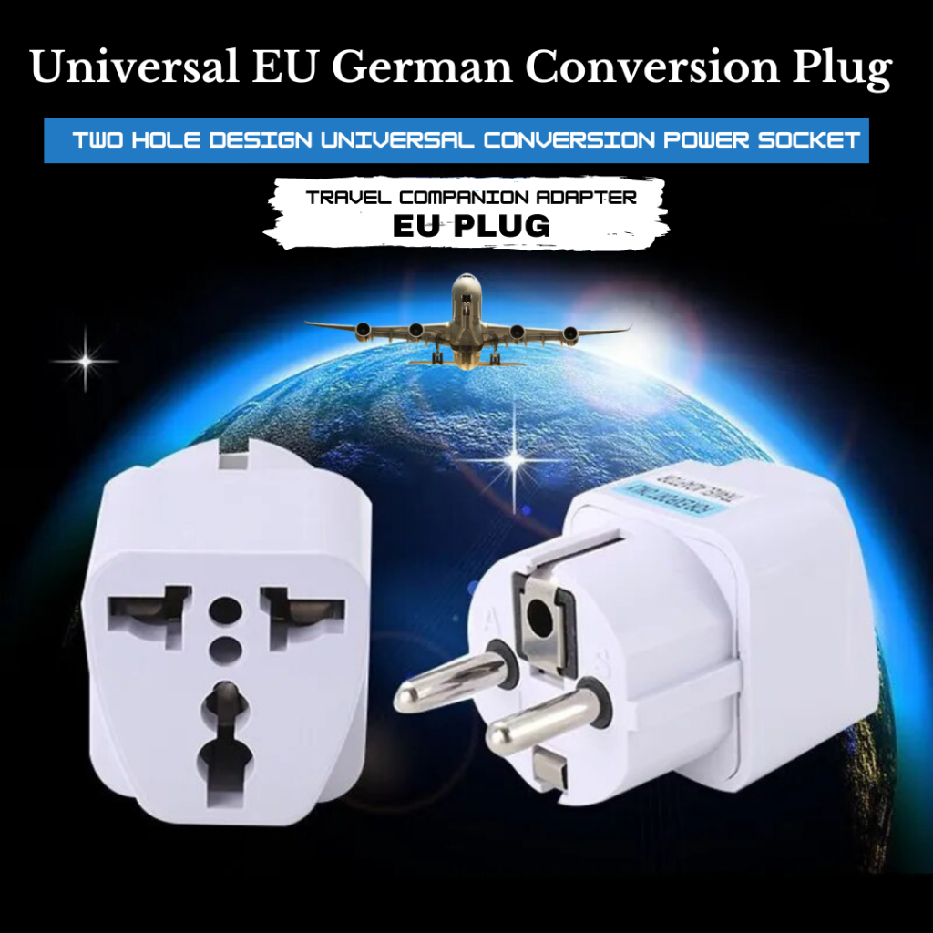 Universal EU German Conversion Plug Two Hole Design Universal Conversion Power Socket White ...