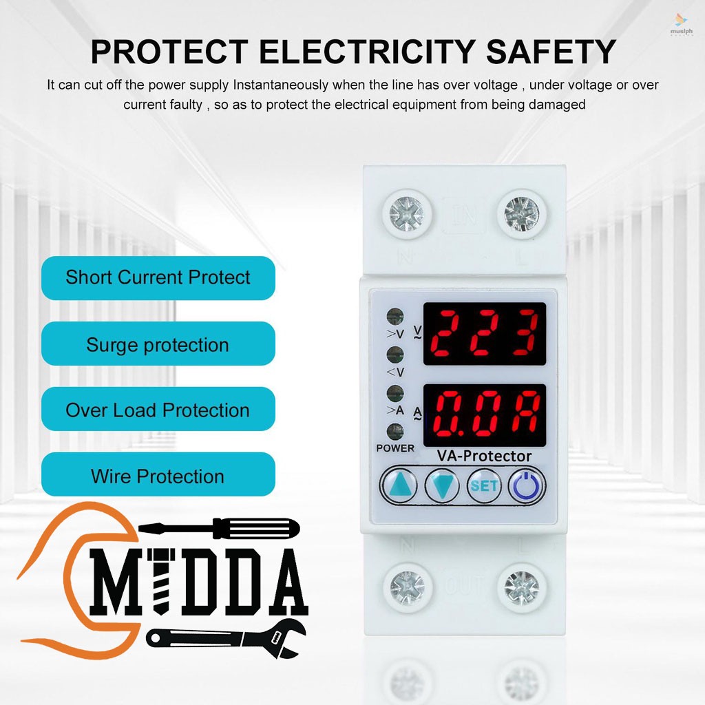 Dual Display 63A 40A Din Rail Adjustable digital Over Under Voltage ...