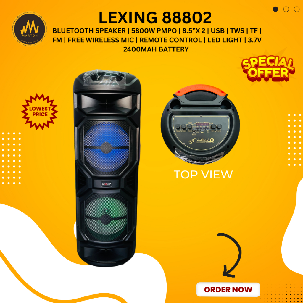 Lexing 88802 | Bluetooth Speaker | with FM radio | Free Wireless Mic ...