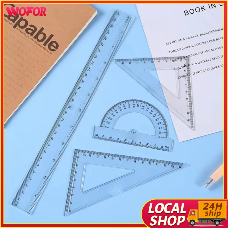 4Pcs Ruler Protractor Measuring And Drawing Tool Set Multifunctional ...
