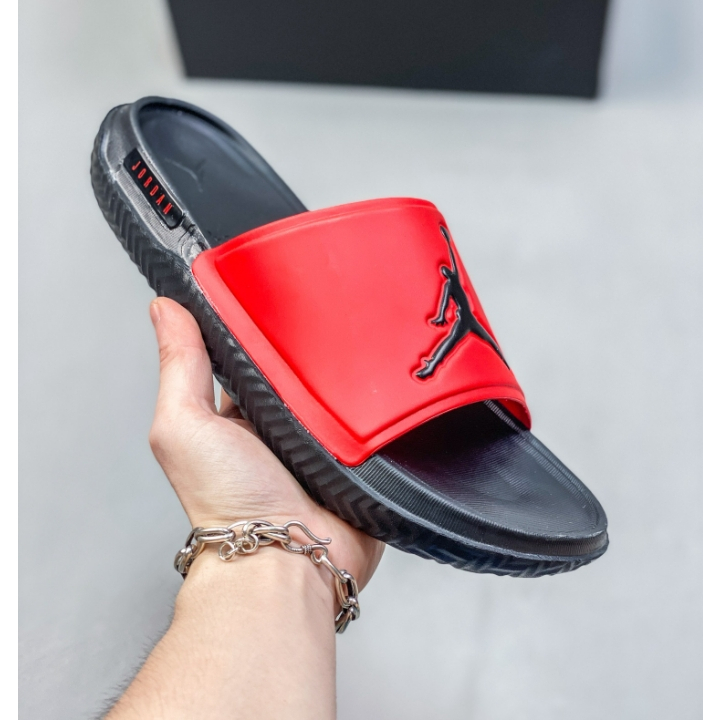 Jordan Super Play JUMPMAN SLIDE SLIPPERS FOR MEN RED BLACK | Shopee ...