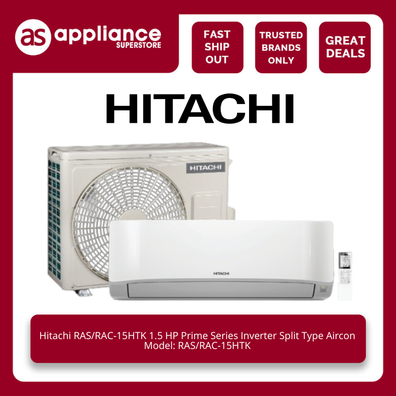 Hitachi RAS/RAC-15HTK 1.5 HP Prime Series Inverter Split Type Aircon ...