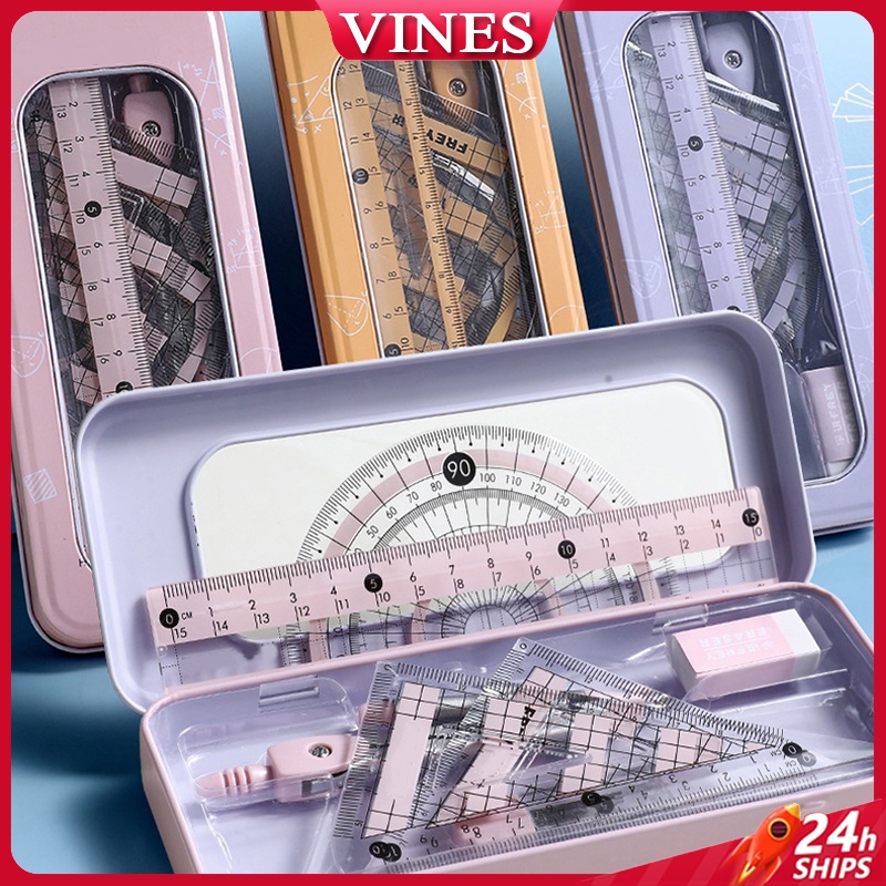 7Pcs/Set Ruler Set Compass Ruler Set Students School for Geometry ...