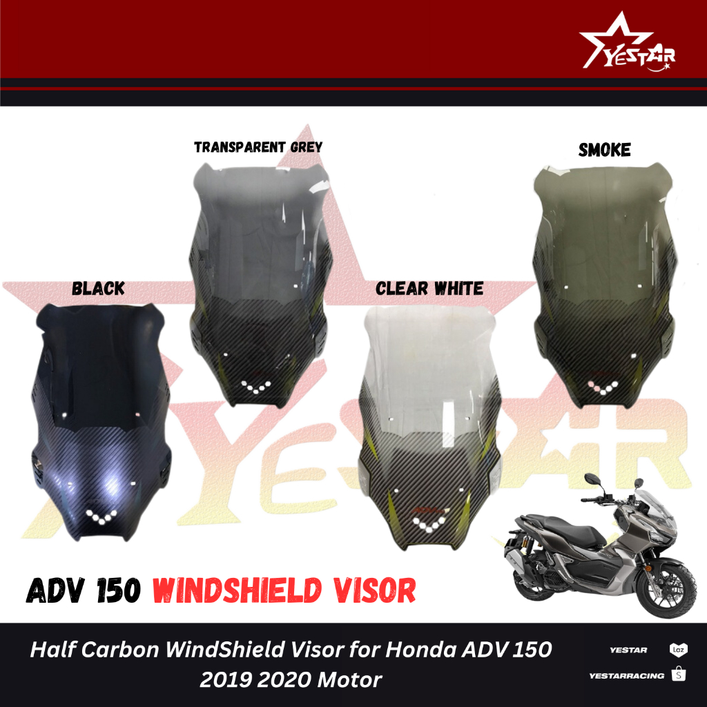 Yestar 1PC Plastic Half Carbon Visor Honda ADV Windshield for Honda ADV ...